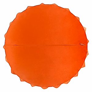 JWH Handmade 3D Flower Throw Pillow Covers Aesthetic Decorative Round Cushion Floral Accent Pillow Cases Velvet Pillowcase Living Room Bed Couch Bedroom 14 Inch Orange