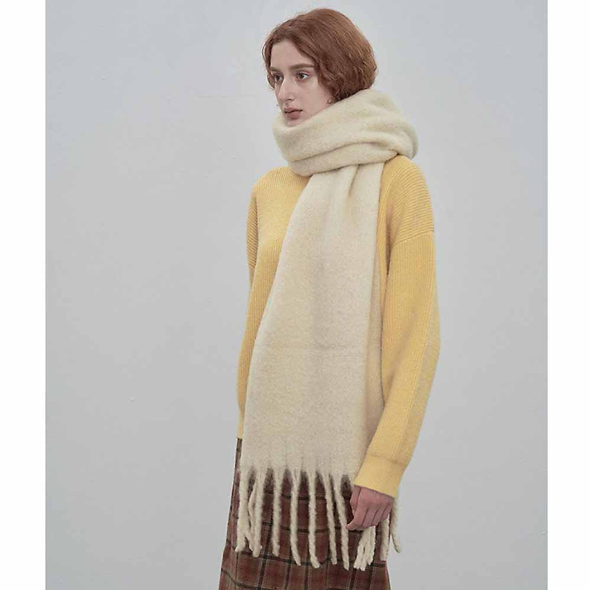 OUNIYA Premium Large Chunky Scarf Colorful Cashmere Feel Oversized Scarves Blanket Soft Big Wool Thick Winter Warm Women