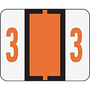 Smead BCCRN Bar-Style Color-Coded Numeric Label, 3, Label Roll, Dark Orange, 500 labels per Roll (67373)