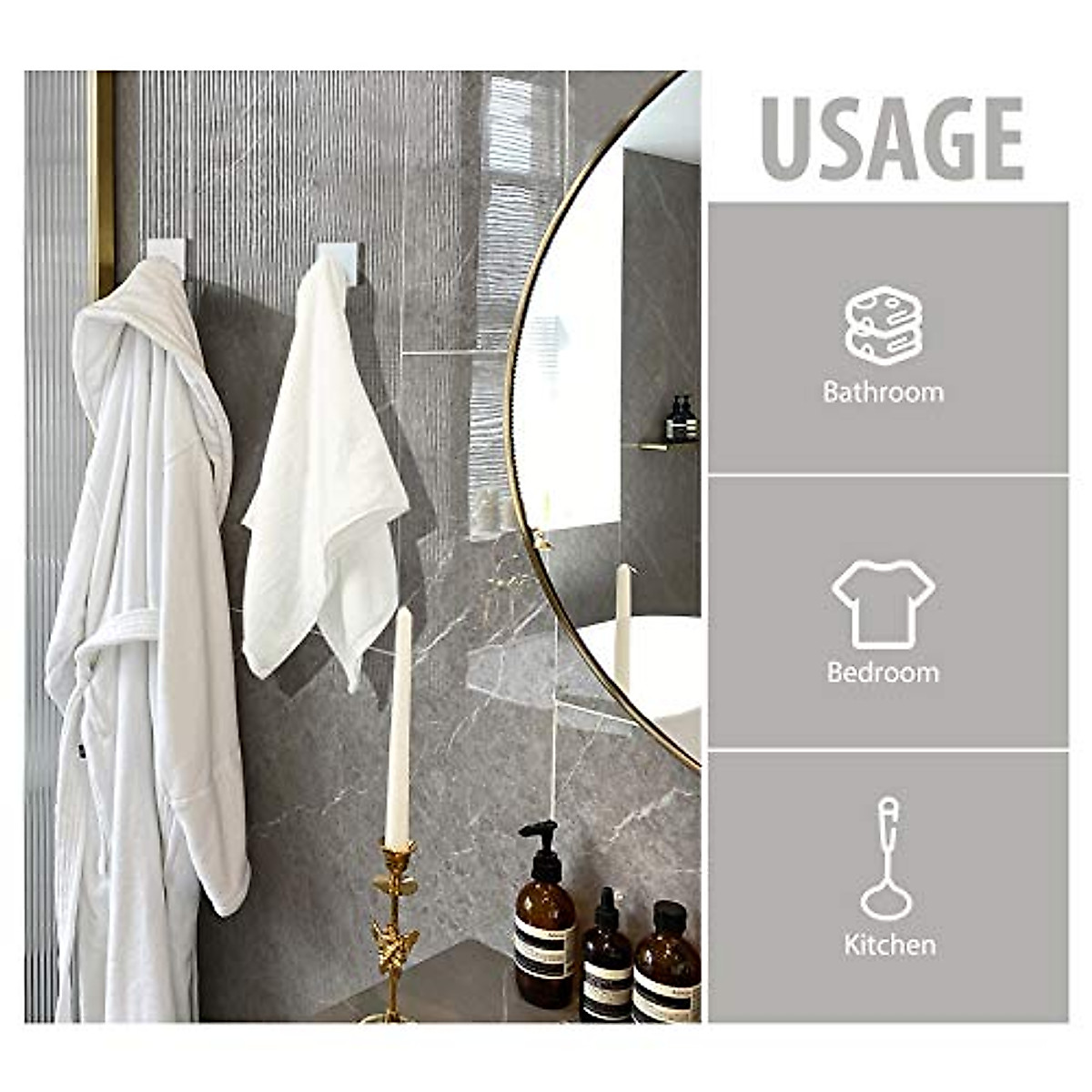 VIS'V Silver Adhesive Hooks -8 Pcs