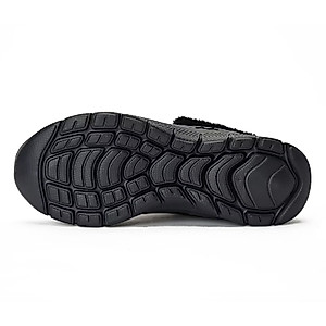 ZZS Women's Winter Snow Ankle Boot-Comfortable Short Booties Outdoor Warm Walking Hiking Shoes Black Size 6.5