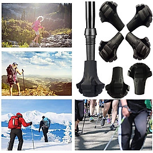 Monfasye Trekking Poles Tips, Rubber Hiking Sticks End Caps Protectors Replacement Accessorie Fit Most Hiking Trekking Walking Canes (6 Pieces)