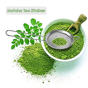 Fine Mesh Strainer Stainless Steel 3 Inch Small Mini Tea Strainer Cocktail Food Coffee Sturdy Long Handle Double Straining Sifter Kitchen Metal Bar Sieve Utensil strainer for juicing (Silver)