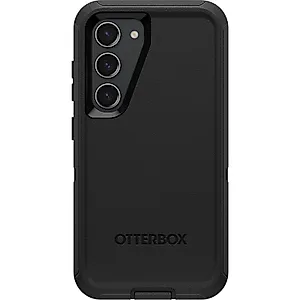 OtterBox Galaxy S23 Defender Series Case - Black, Rugged & Durable, with Port Protection, Includes Holster Clip Kickstand
