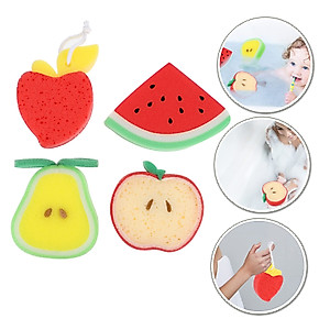 4pcs Bath Bath Rinser Sponge Bath Sponge Shower Puff Bath Sponge Fruit Bath Shower Sponge Cartoon Bath Sponge Scrubber Sponge Pu Sponge Material Spa