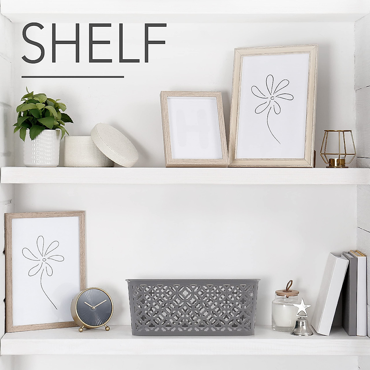 BROOKSTONE, 6 Pack Small Storage Baskets with Handles, Decorative Woven Pattern, Versatile and Stylish Organizers for Home, BPA Free Plastic Bins