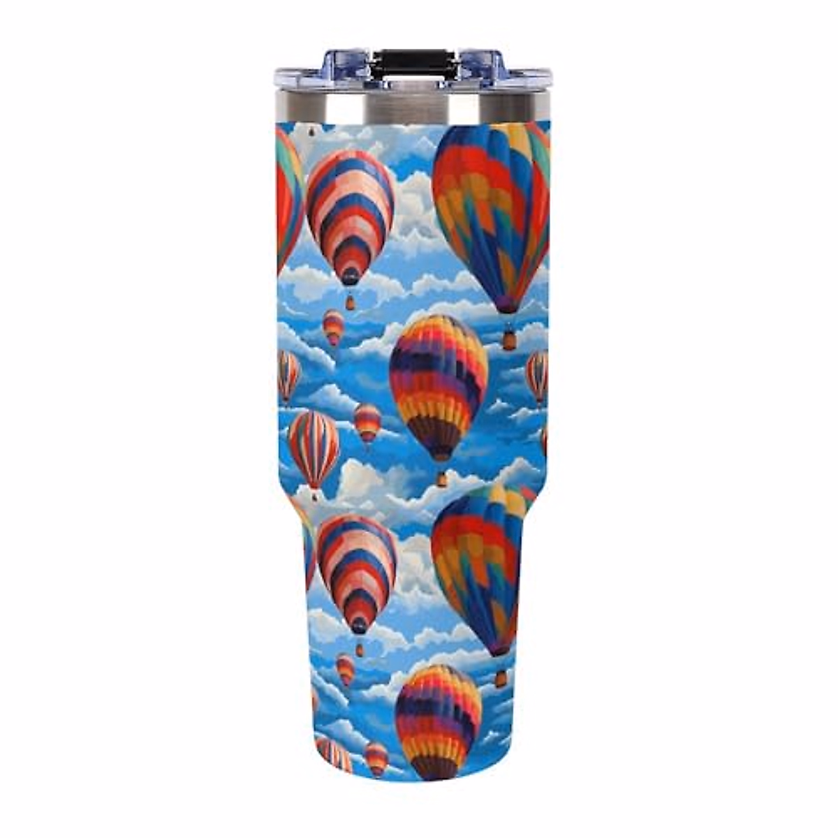 Hot Air Balloons 40 Oz Stainless Steel Cup Travel Tumbler with Handle and Straw Lightweight Coffee Mug for Home Office