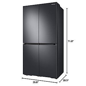 SAMSUNG RF23A9071SG 36 Inch Smart Freestanding Counter Depth 4 Door French Door Refrigerator in Black Stainless Steel