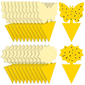 Landisun 24PCS Fruit Fly Traps Yellow Sticky Traps Fungus Gnat Traps Insect Bug Traps for Indoor Outdoor Kitchen Plants Whitefly Mosquitos Fungus Gnats Flying Insects