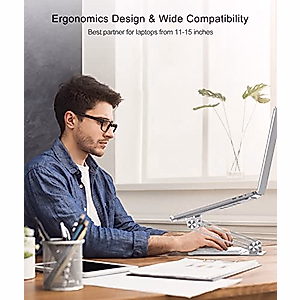 BoYata Laptop Stand, Adjustable Laptop Riser Ergonomic Computer Stand for Desk, Aluminum Laptop Holder Compatible for MacBook Pro/Air, Surface Laptop and Other Laptops up to 15 Inches