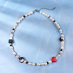 Beaded Necklace Choker Necklace For Women Bead Necklace Pearl Necklaces Yin Yang Dice Heart Necklaces Jewelry Colorful Boho Cute Beads Chokers Pendant Y2k Jewelry Gifts For Her