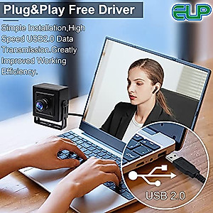 ELP 180degree Fisheye Lens Wide Angle USB Camera 1080P Mini Box Webcam 1080P High Speed UVC USB2.0 PC Camera CMOS OV2710 100fps 60fps 30fps Video Webcam for Computer, Laptop, Jetson Nano