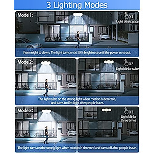 HAARAY Solar Lights Outdoor, 208 LED Super Bright Motion Sensor Lights with Stake, Wall Mount, IP65 Waterproof, 3 Head Adjustable Security Flood Lights for Garden Porch Pathway