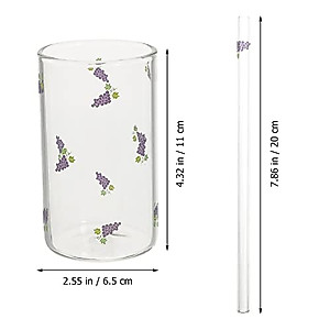 UPKOCH 2 Sets strawberry glass beer glasses glass cup with straw clear straw glasses clear beer can glass clear juice glasses clear water bottles cute cup aesthetic High borosilicate