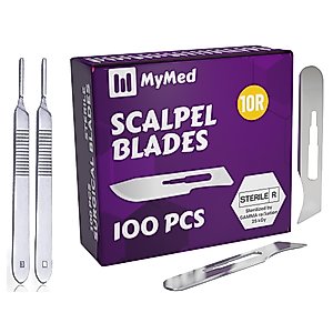 Pack of 2 Scalpel Handles #3 + 10r Blades Dermaplaning kit 10r Blades Set