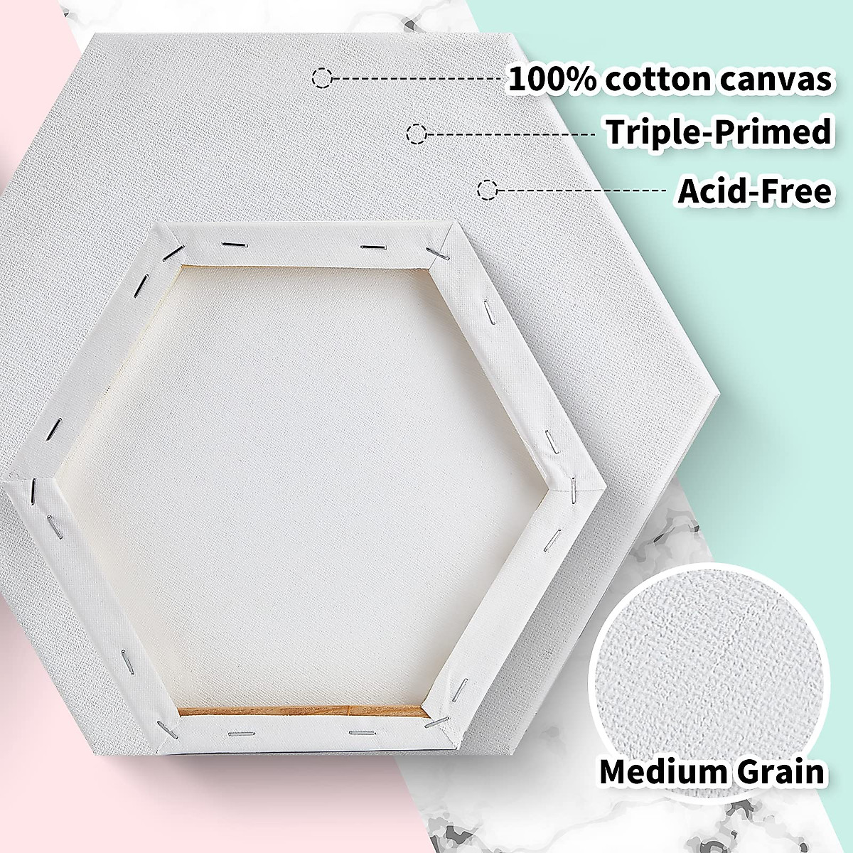 24 Pieces Canvas for Painting Bulk Blank Canvas, Square Round Hexagon Heart Canvas Board Art Painting Supplies for Kids College Students Back to School Artist Hobby Painters Beginners Gift