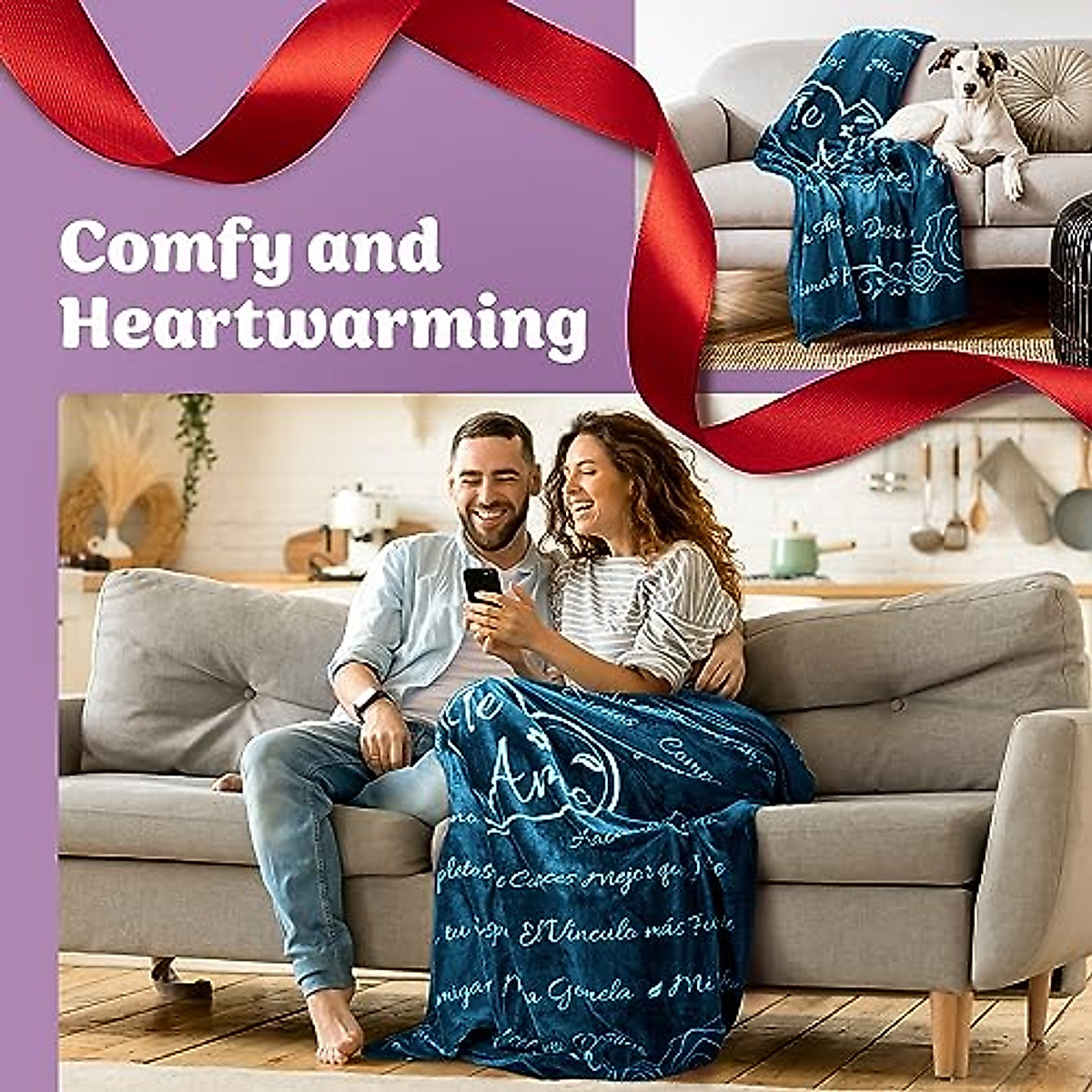 Regalos Para Mujeres, Gifts for Girlfriend Blanket, Romantic Gifts for Her, To My Girlfriend Gift Ideas, Birthday Gifts for Girlfriend From Boyfriend, GF BF, Throw Blanket 65” x 50” (Coral Blue)