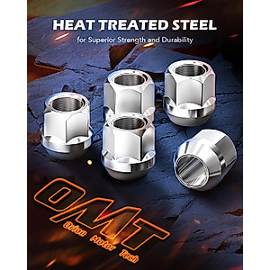 Orion Motor Tech 1/2"-20 Open End Lug Nuts, 3/4" 19mm Hex 0.84x0.9 in. Chrome Plated Wheel Lug Nuts Compatible with Dodge Dakota Ramcharger Ford Bronco Explorer F-150 Jeep Wrangler, Set of 20