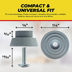 Replacement Rubber Tip for Kickdown / Drop Down Door Stop Holder, Grey, 5 Pack