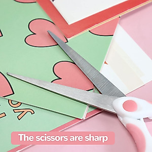 Multipurpose Stainless Steel Scissors 6.7" Pink Sharp Shears Comfort-Grip Scissors for Fabric Craft Office Supplies (Pink)