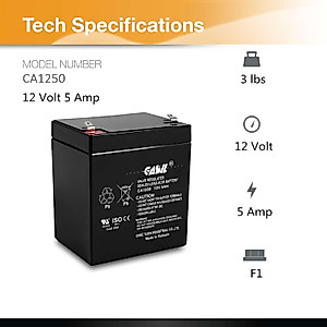 Casil 12V 5Ah Battery SLA AGM VRLA Rechargeable Replacement for Alarms, Security, Garage Door Openers for Chamberlain, Genie, Liftmaster, Craftsman, Workhorse