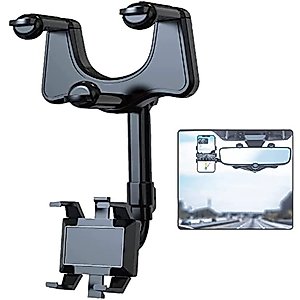 360°Rotatable and Retractable Car Phone Holder, Car Rearview Mirror Bracket, Multifunctional Adjustable Phone Holder, Universal Phone Navigation GPS Holder for All Mobile