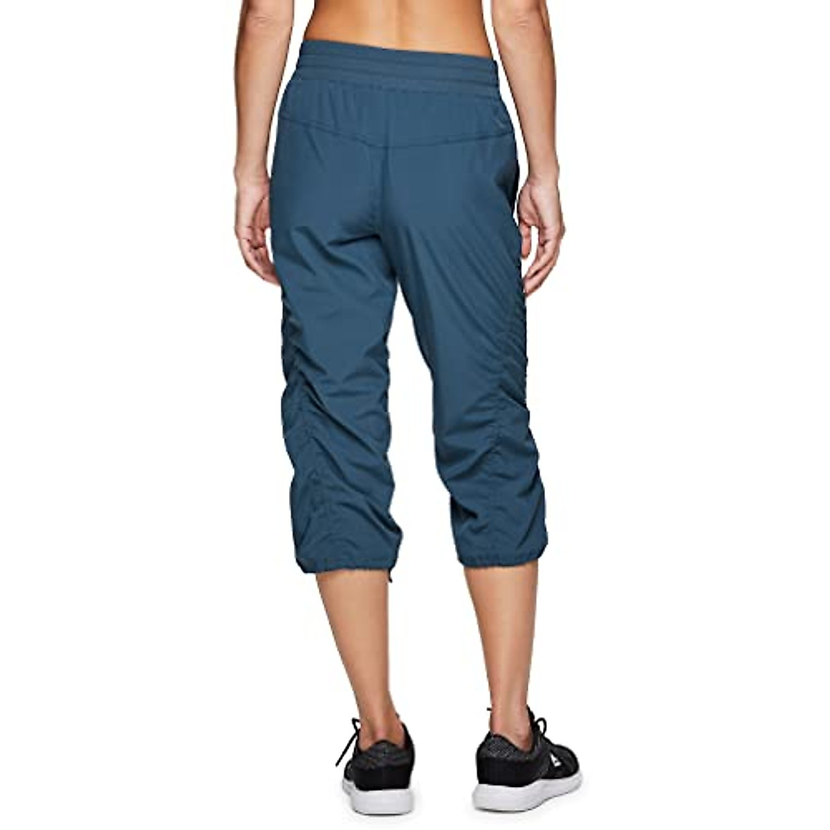RBX Women's Stretch Woven Lightweight Body Skimming Drawstring Capri Pant Vista Teal XL