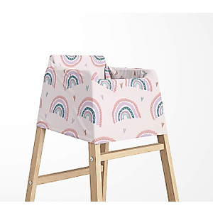Stretchy Multi Use Cover Retro Rainbows Car Seat Canopy Nursing Breastfeeding Cover Up Shopping Grocery Cart High Chair Covering Baby Girl Pink Rainbow Nursery Decor