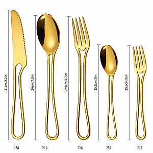 Silverware Flatware Set Hollow Out Rose Gold Handles 40-Piece Stainless Steel Cutlery Set Tableware Utensils for 8，Dishwasher Safe，Home，Wedding Gift,Dinner Party, Everyday Use