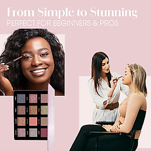 Lamora Nude Pink Eyeshadow Palette - 12 Rose Highly Pigmented Shimmer & Matte Shades - Travel Size Makeup Palette with Mirror