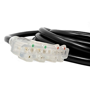 WEN PC2514 25 ft. 30-Amp 10-Gauge STW Fan-Style 10/4 Generator Extension Cord (converts L14-30R to Four 5-20R outlets), Black