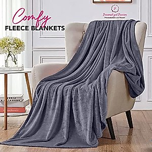 Personalized Blankets for Adults with Custom Name & Initial Monogram - Custom Blanket for Him and Her - Super Soft and Cozy Fleece Blanket - 80x60 Inches Unisex Customized Blanket - Grey