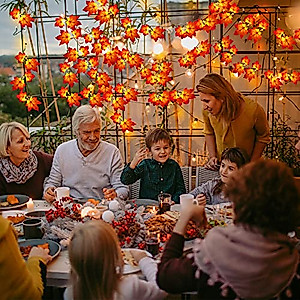 [ Timer & Thicker Leaves ] 3 Pack Fall Garland Lights Fall Decoration Home Total 120 Leaves 60LED 30Ft Waterproof Battery Powered Two Leaves Paired with each Bright LED Halloween Thanksgiving Decor