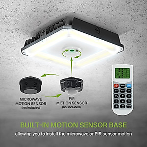 ASD LED Canopy Light 100/70/60W with Q-Base – 3000/4000/5000K 14448Lm 10"x10" 120-277V IP65 Dimmable 0-10V UL & DLC Listed (Optional Motion Sensor-Extra Purchase)