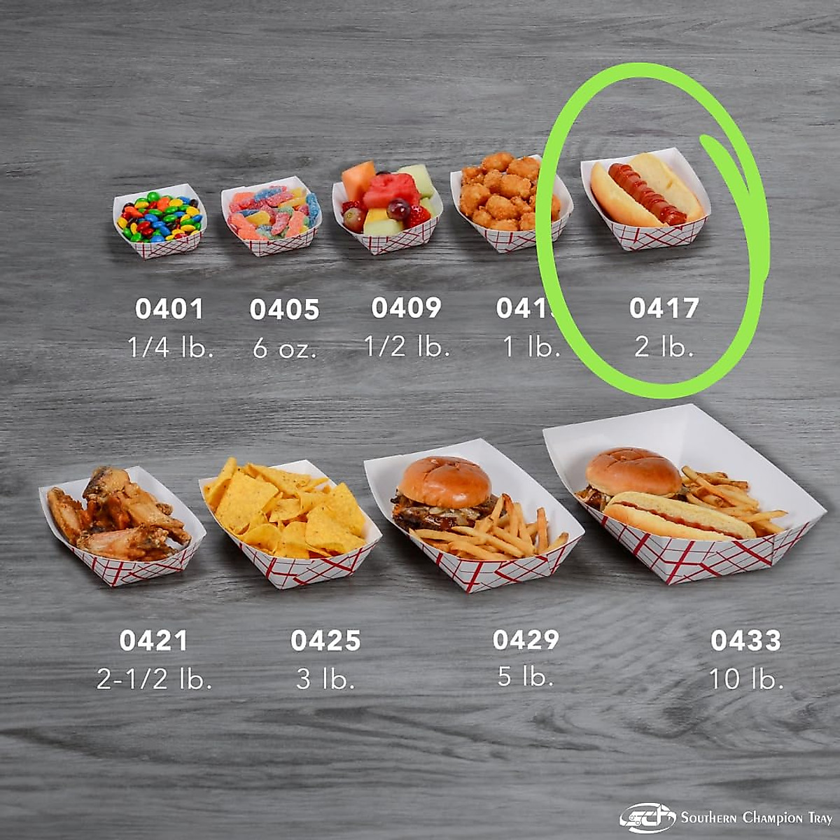 Southern Champion Tray 0417 #200 Southland Paperboard Food Tray, 2 lb Capacity, Red Check (Case of 1000)