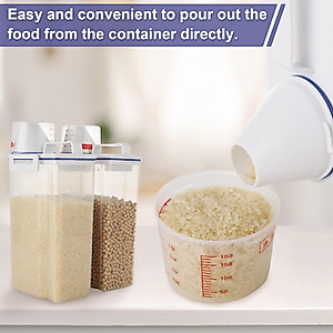 MIVIDE 3 Pack 9.8 Lbs Rice Storage Container, Rice Dispenser Storage Containers, Kitchen Cereal Containers Dispenser with Measuring Cup for Cereal, Oatmeal, Dry Pet Dog Food