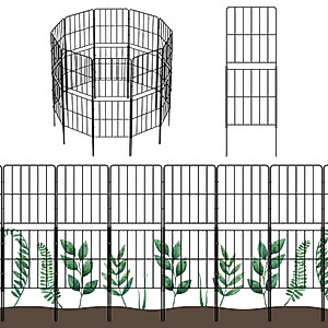 OUSHENG Decorative Garden Fence Fencing 10 Pack, 37.5in (H) x 10ft (L) Rustproof Metal Wire Panel Border Animal Barrier for Dog, Flower Edging for Yard Landscape Patio Outdoor Decor, Square