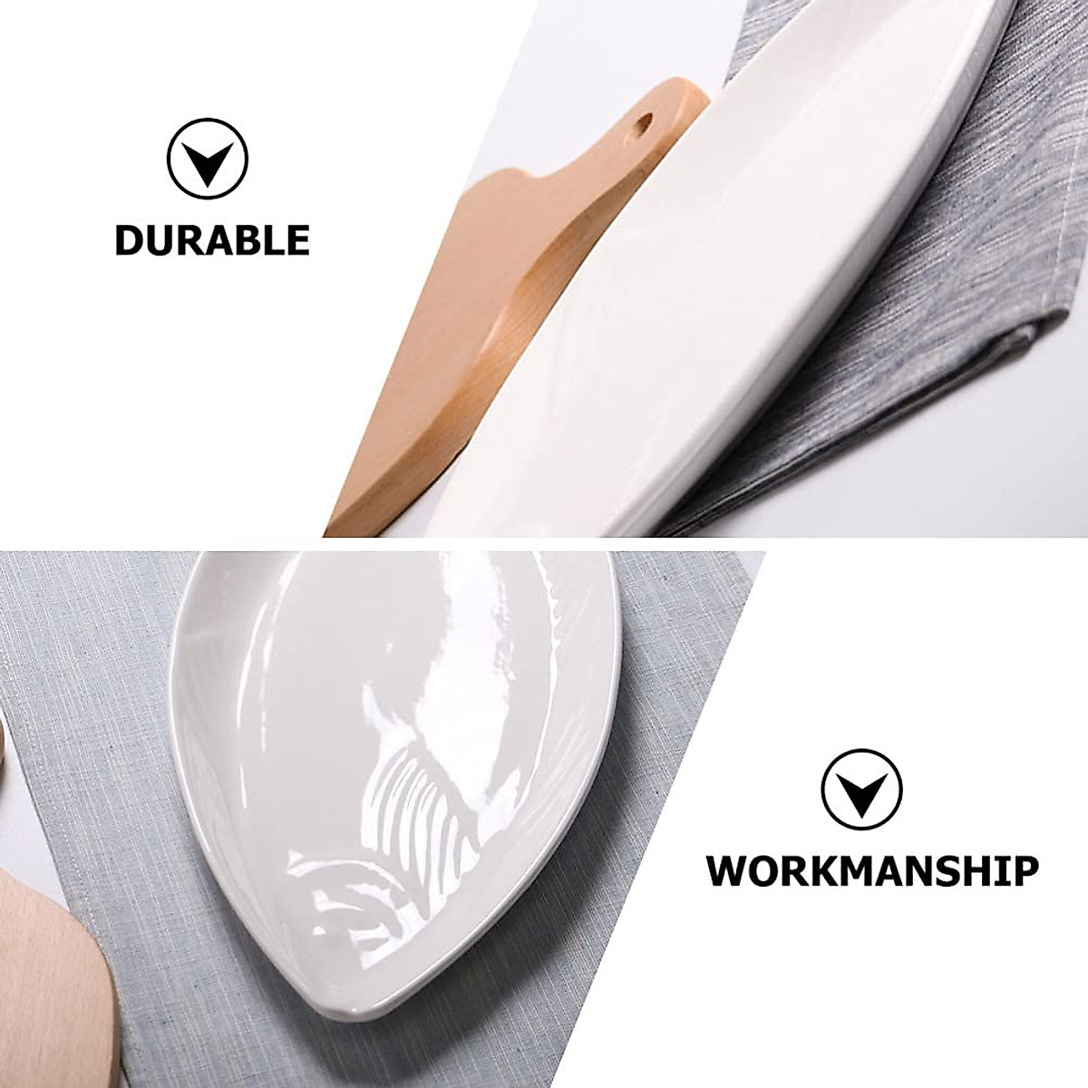 Cabilock Ceramic Fish Platter Food Trays Oval Dinner Plate Appetizer Serving Tray Snack Storage Dish for Kitchen Home Sushi Cheese Dessert White