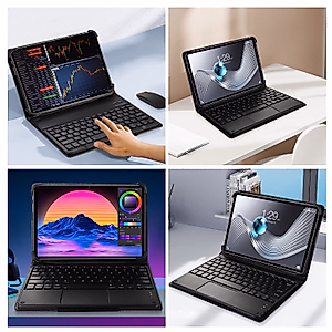 Dpofirs 10.1 Inch Tablet Android 12 Tablet, Octa Core Tablet PC with Keyboard, 8GB RAM 256GB ROM 128GB Expand, 4G LTE Tablet with BT Keyboard for Business Office Students, Gifts (US)