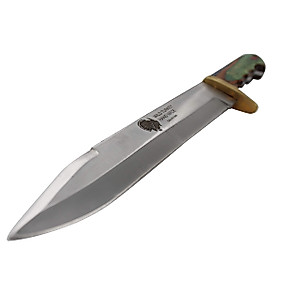Wild Turkey Handmade Collection 17.25" Fixed Blade Hunting Knife w/Leather Sheath (COLORED WOOD)