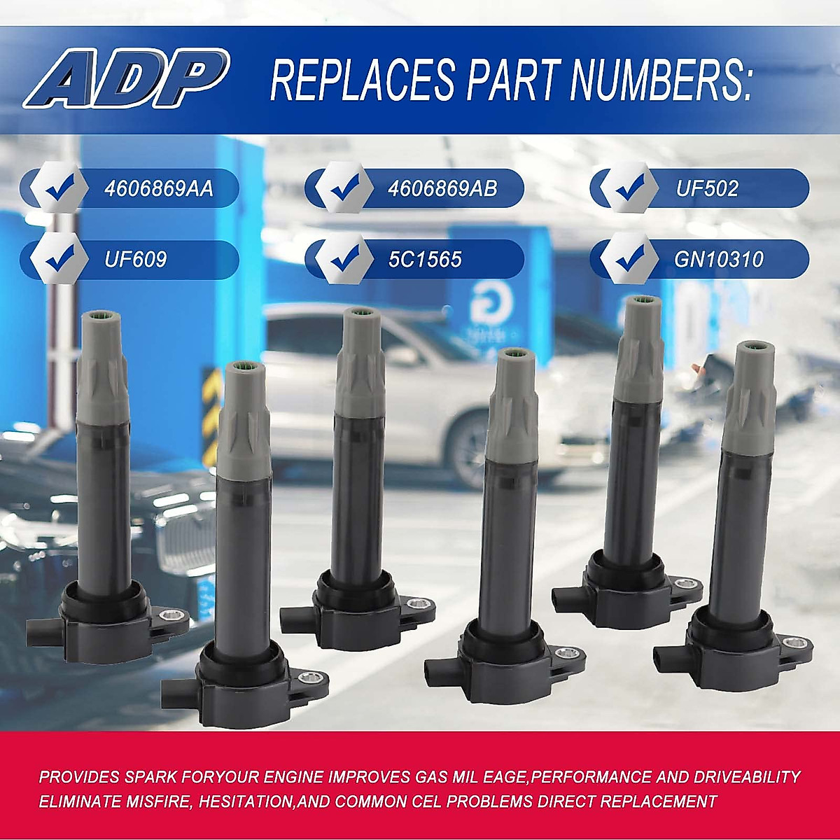 Compatible with Chrysler 300 Town Country Sebring Pacifica Dodge Nitro Charger Avenger Magnum Journey Grand Caravan Challenger Stratus 2006-2010 Ignition Coil Pack Replace 4606869AA 4606869AB UF-502