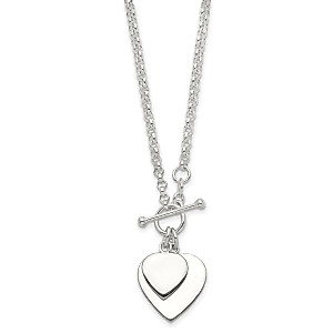 IceCarats 925 Sterling Silver Engraveable Double Heart Love Chain Necklace Toggle Clasp