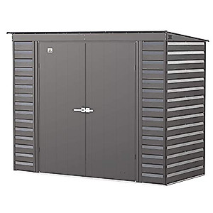 Arrow Shed Select 8' x 4' Outdoor Lockable Steel Storage Shed Building, Charcoal
