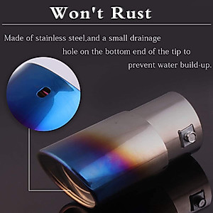 RYANSTAR Universal 1.5"-2"(1.0L-2.0L) Stainless Steel Exhaust Muffler Tip Pipe Car Oval Rear Exhaust Straight TailPipe Muffler Modification Blue Burnt