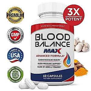 Justified Laboratories Blood Balance Max 1295MG Formula All Natural Supplement Pills 60 Capsules