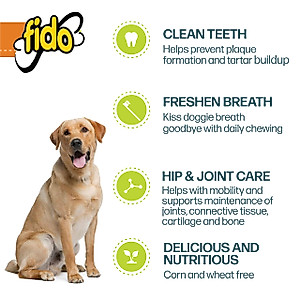 Fido Flex Hip and Joint Care Bones for Dogs, Made with Glucosamine, Chondroitin, and Cherries - Promotes Mobility, Joint Function, and Naturally Reduces Plaque - 8 Treats Per Pack, Pack of 1