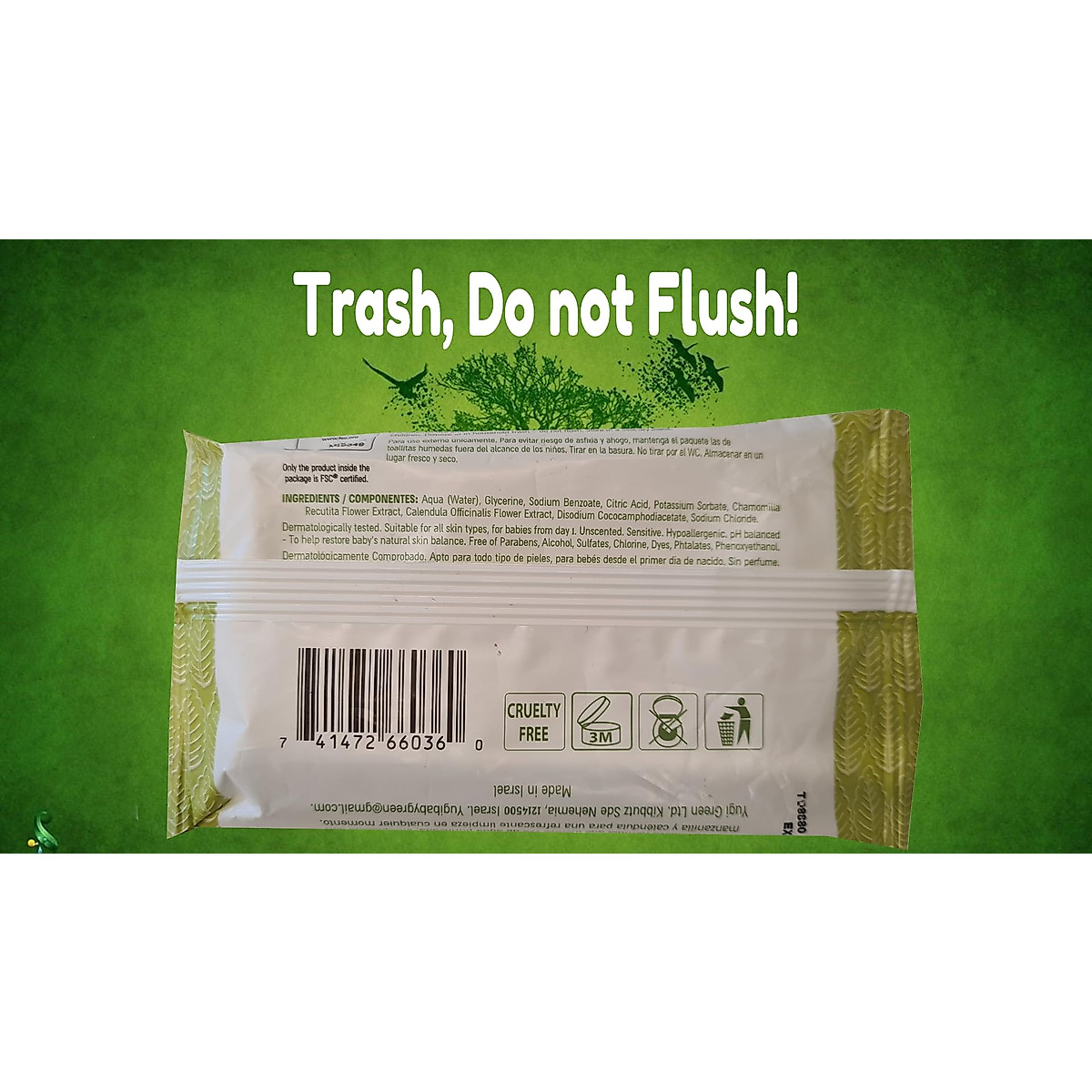 Baby Green Wipes Unscented compostable Organic Biodegradable – Travel Pack (12 Packs of 20) 240 for Sensitive Skin