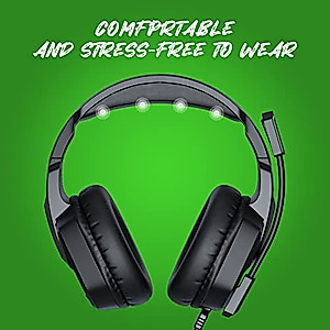 EKSA [2023 New] Fenrir Gaming Headset with Microphone for PS4 PC Xbox one PS5 Switch Laptop, Over Ear Headphones Wired with Noise Cancelling Mic, 3.5m Audio Jack, 50mm Stereo Drivers, Led Light