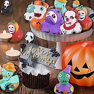 SCIONE 24PCS Halloween Rubber Duck Party Favors, Assorted Ducks Toys for Kids Trick or Treat Supplies, Goodie Bag Fillers, Prizes for Kids Baby Shower Bathtub Toys
