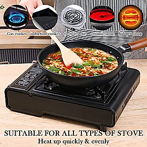 NWEWD Carbon Steel Frying Pan, 9.5-Inch, Nonstick, Omelette Pan, Pancake Pan, Chemical-Free, Easy to Clean, Ergonomic Handle, Safe on All Stove Top